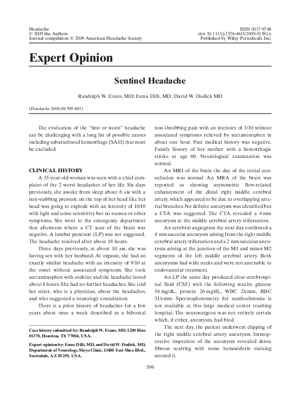 (PDF) Sentinel Headache