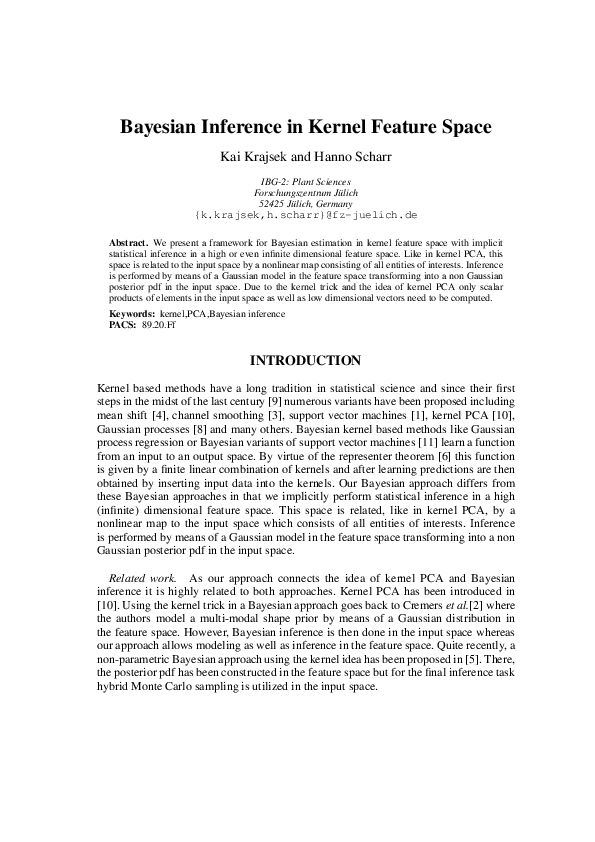 (PDF) Bayesian inference in kernel feature space