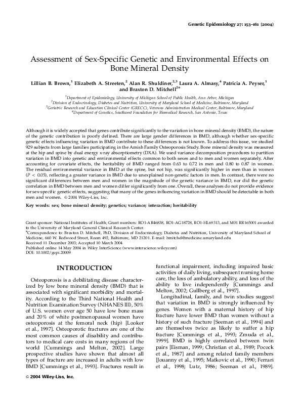 (PDF) Assessment of sex-specific genetic and environmental effects on ...