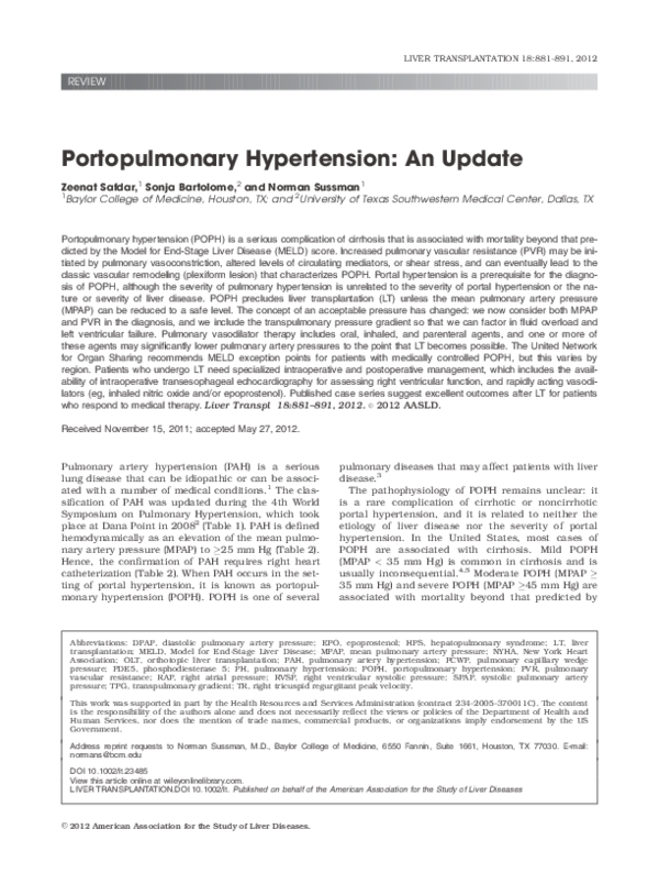 (PDF) Portopulmonary hypertension: An update | Zeenat Safdar - Academia.edu