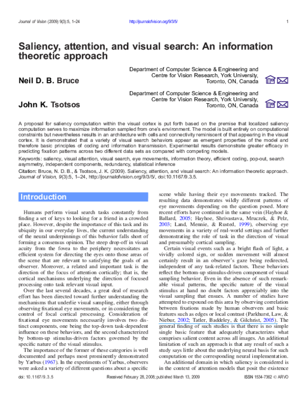 (PDF) Saliency, attention, and visual search: An information theoretic approach