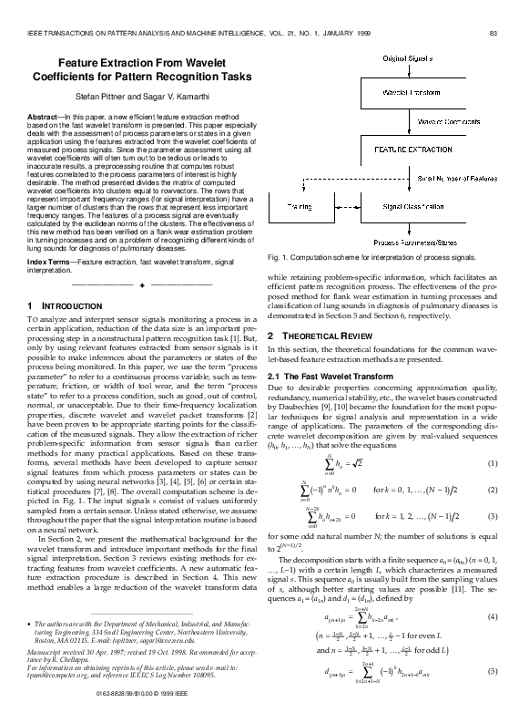Pdf Feature Extraction From Wavelet Coefficients For Pattern Recognition Tasks