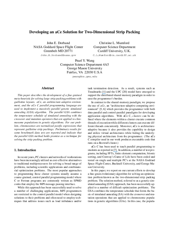 (PDF) Developing an ace solution for two-dimensional strip packing