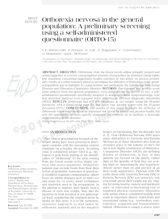 (PDF) Orthorexia nervosa in the general population: A preliminary screening using a self ...