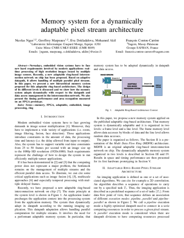 (PDF) Memory System for a Dynamically Adaptable Pixel Stream Architecture