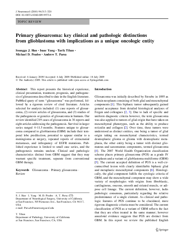 (PDF) Gliosarcoma with melanocytic differentiation | Norman Lehman - Academia.edu