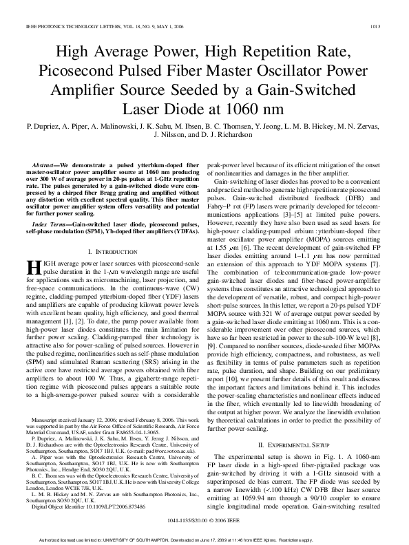 (PDF) All-fiber high-energy yb-doped fiber amplifier | Bulent Oktem - Academia.edu