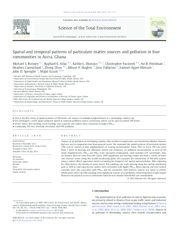 (PDF) Spatial and temporal patterns of particulate matter sources and pollution in four ...