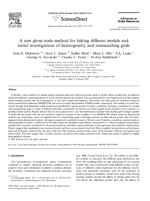 Pdf A New Ghost Node Method For Linking Different Models And Initial Investigations Of