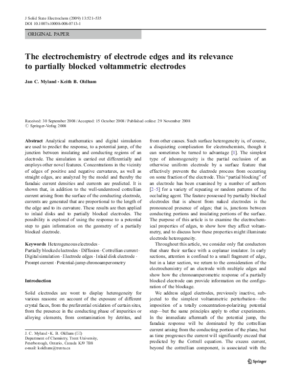(PDF) The electrochemistry of electrode edges and its relevance to ...