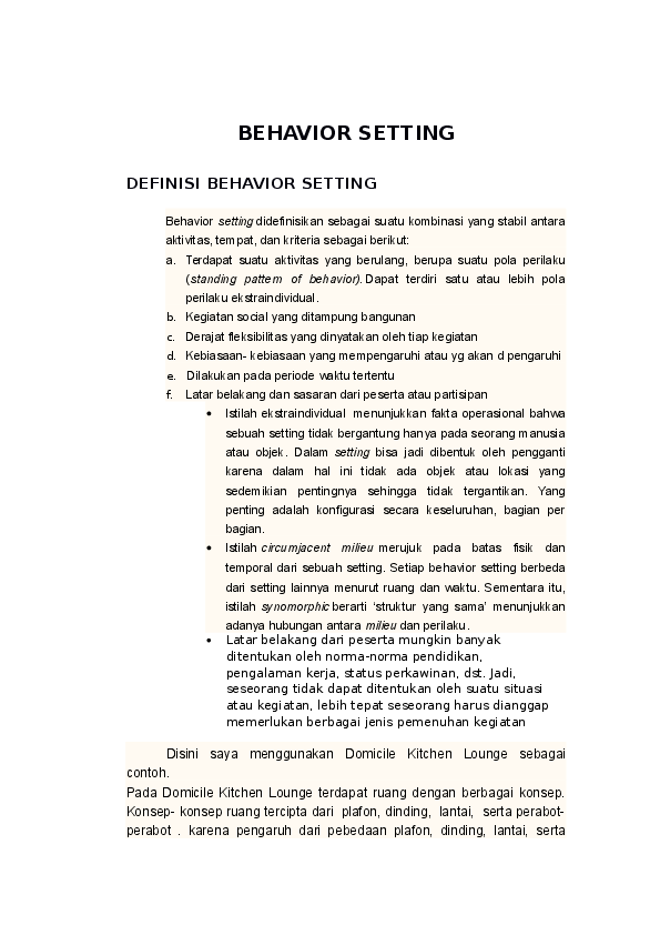 (DOC) DEFINISI BEHAVIOR SETTING