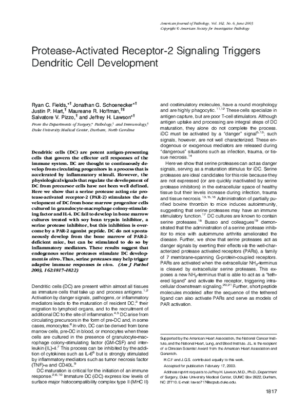 (PDF) Protease-Activated Receptor-2 Signaling Triggers Dendritic Cell ... (PDF) Protease-Activated Receptor-2 Signaling Triggers Dendritic Cell ...
