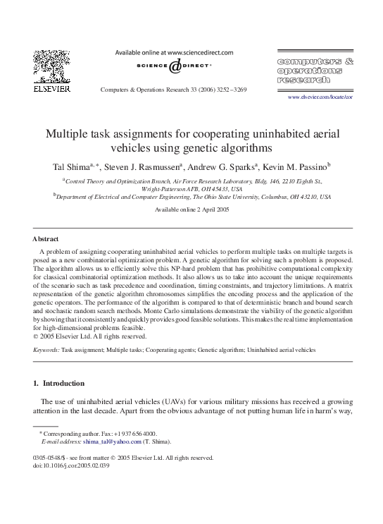 (PDF) Multiple task assignments for cooperating uninhabited aerial ...