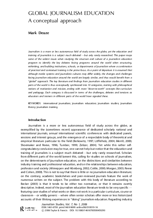 (PDF) Global Journalism Education