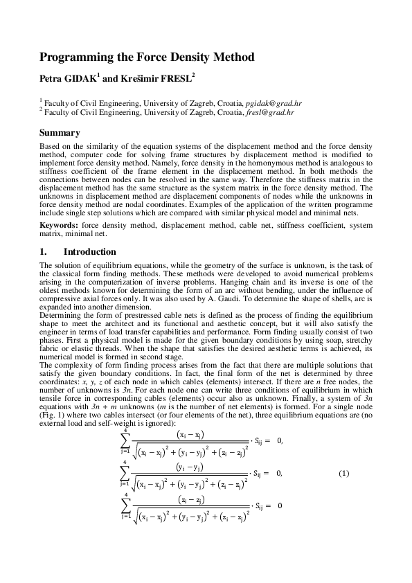(PDF) Programming the Force Density Method