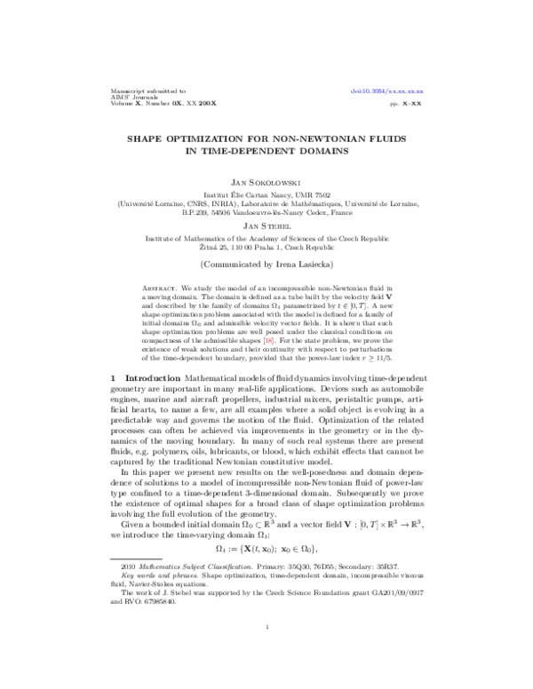 (PDF) Shape optimization for non-Newtonian fluids in time-dependent domains