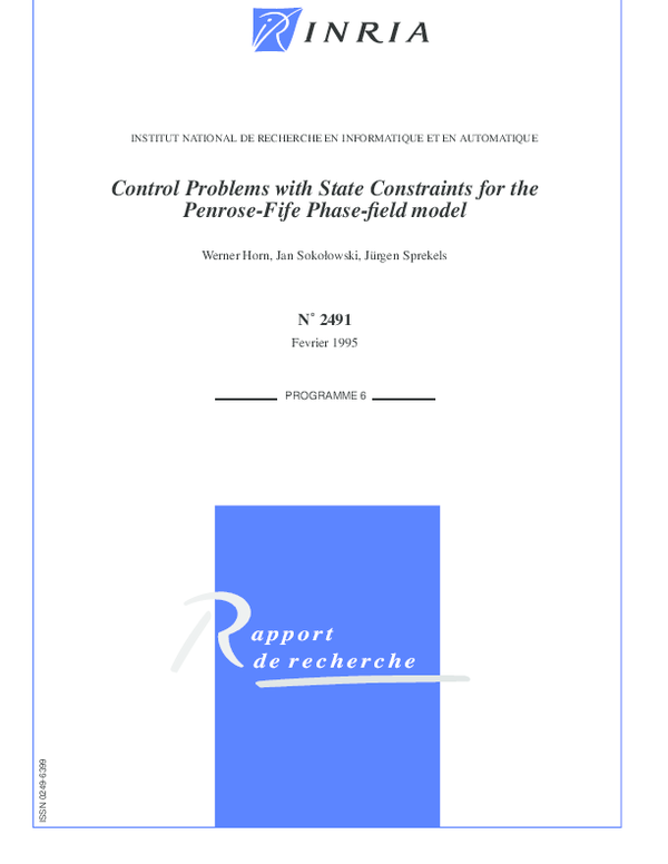 (PDF) Control Problems with State Constraints for the Penrose-Fife Phase-field model