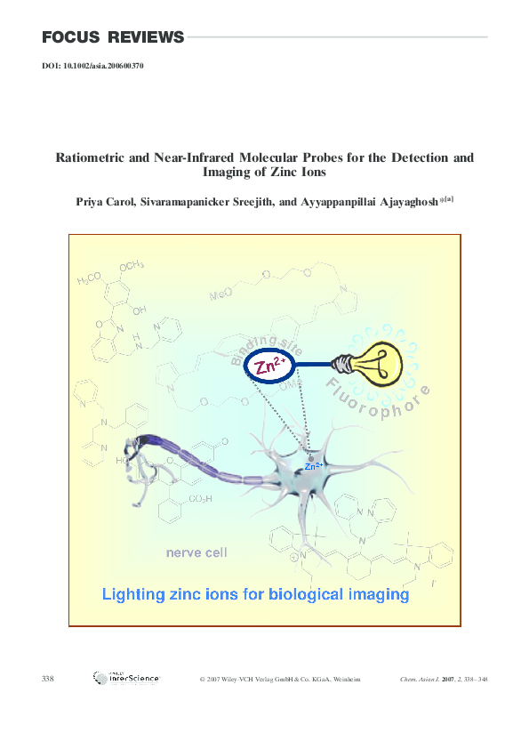 (PDF) Ratiometric and Near-Infrared Molecular Probes for the Detection and Imaging of Zinc Ions