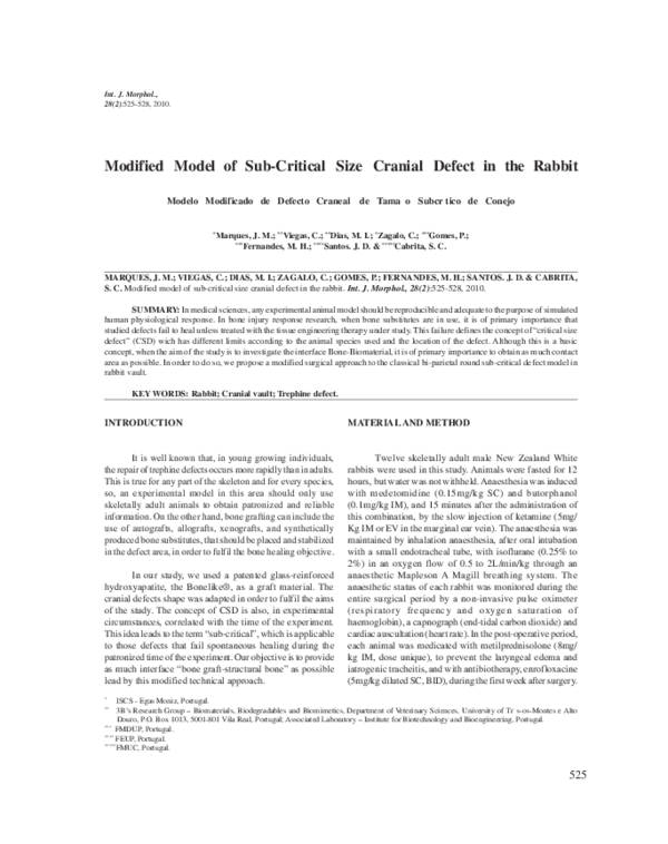 (PDF) Modified model of sub-critical size cranial defect in the rabbit