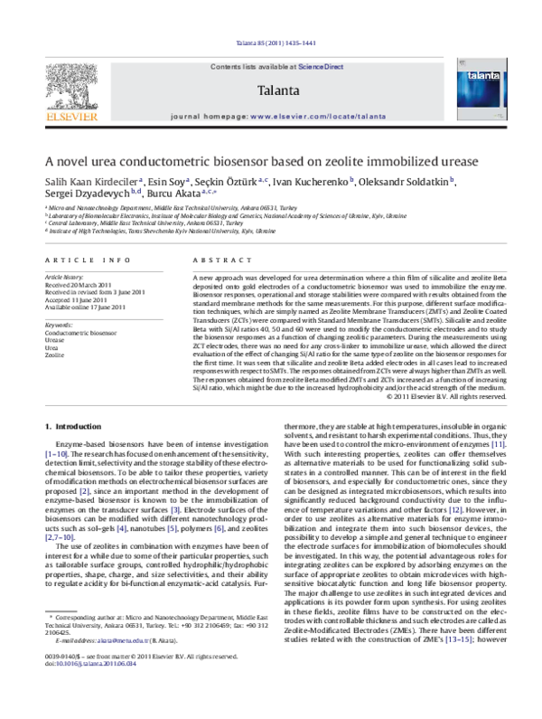(PDF) A novel urea conductometric biosensor based on zeolite ...