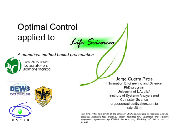 (PPT) Optimal Control applied to life sciences: a numerical method ...