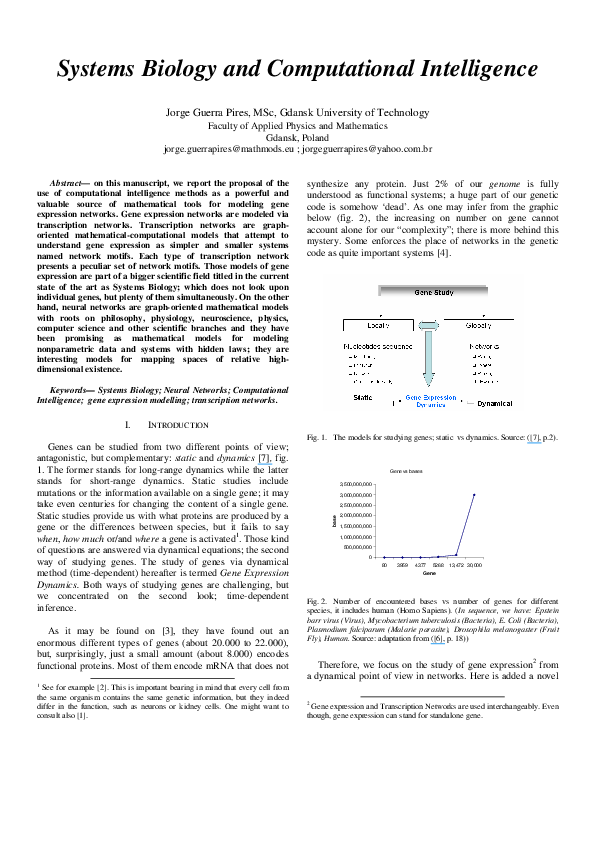 (PDF) Systems Biology and Computational Intelligence