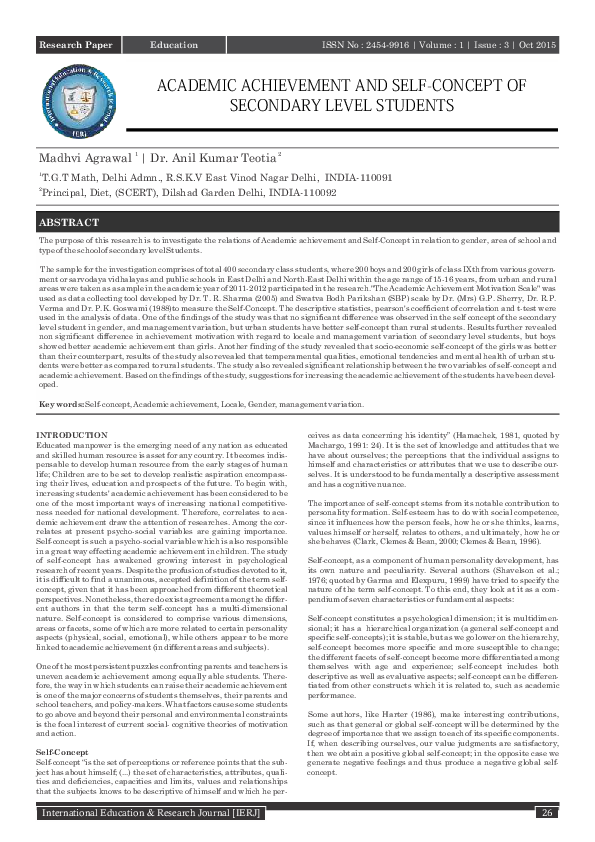 (PDF) Relating Academic Self-Concept with Self-Handicapping of Students of Ninth Grade: A Study ...