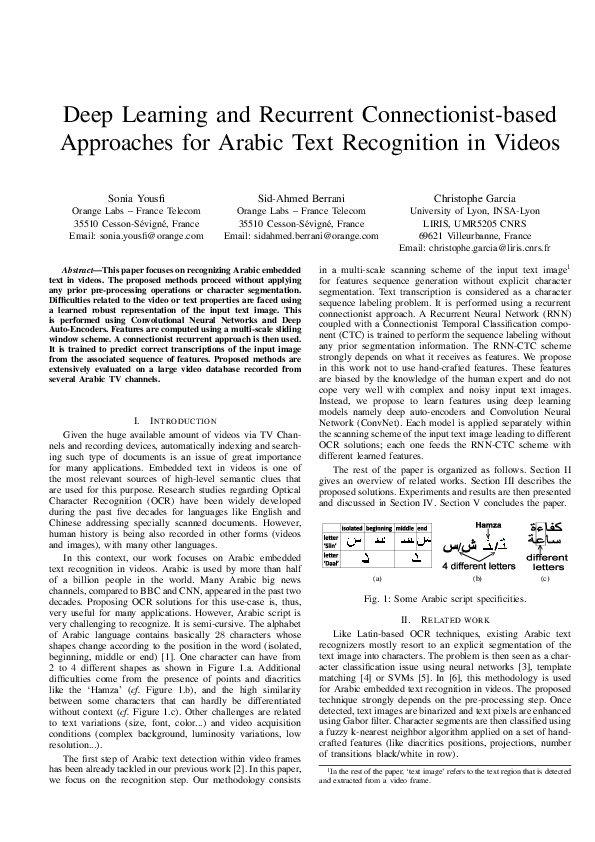 (PDF) Deep Learning and Recurrent Connectionist-based Approaches for Arabic Text Recognition in ...