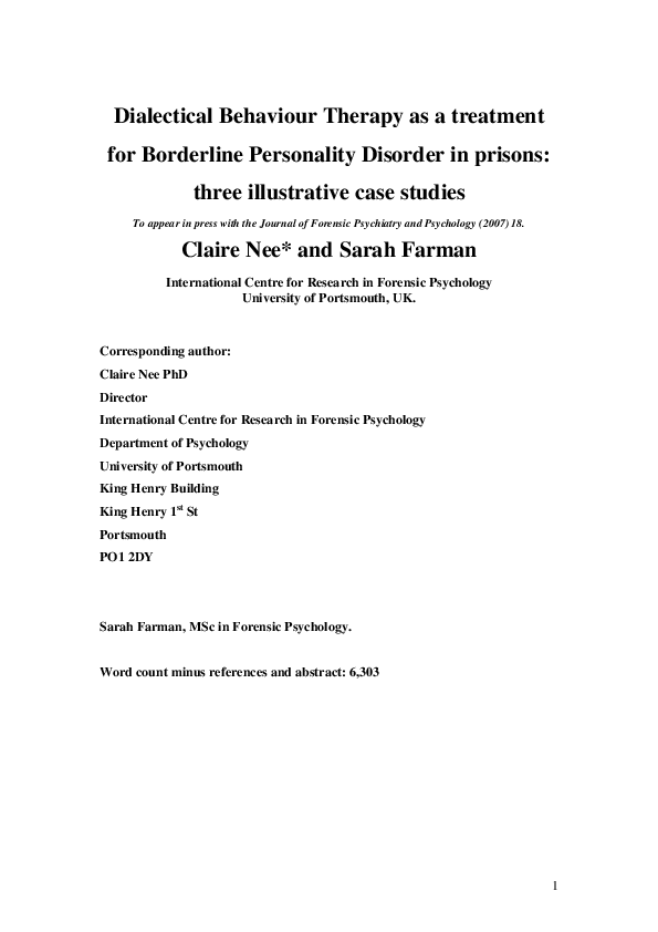 (PDF) Dialectical behaviour therapy as a treatment for borderline ...