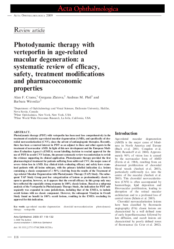 (PDF) Photodynamic therapy with verteporfin in age-related macular ...