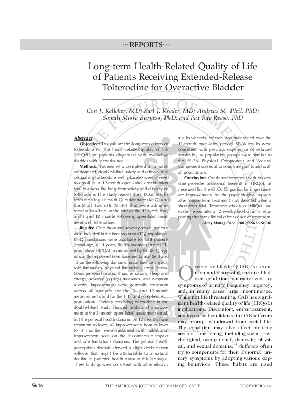 (PDF) Comparing the Effect of Tolterodine, Biofeedback (Pelvic Floor ...