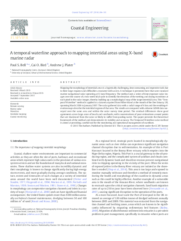 (PDF) A temporal waterline approach to mapping intertidal areas using X ...