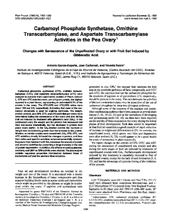 (PDF) Carbamoyl Phosphate Synthetase, Ornithine Transcarbamylase, and ...