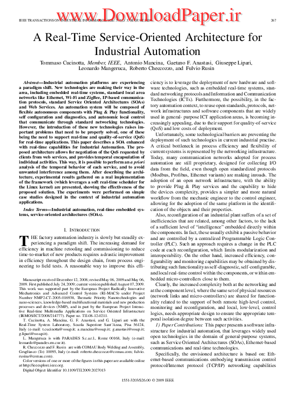 (PDF) A Real-Time Service-Oriented Architecture for Industrial Automation