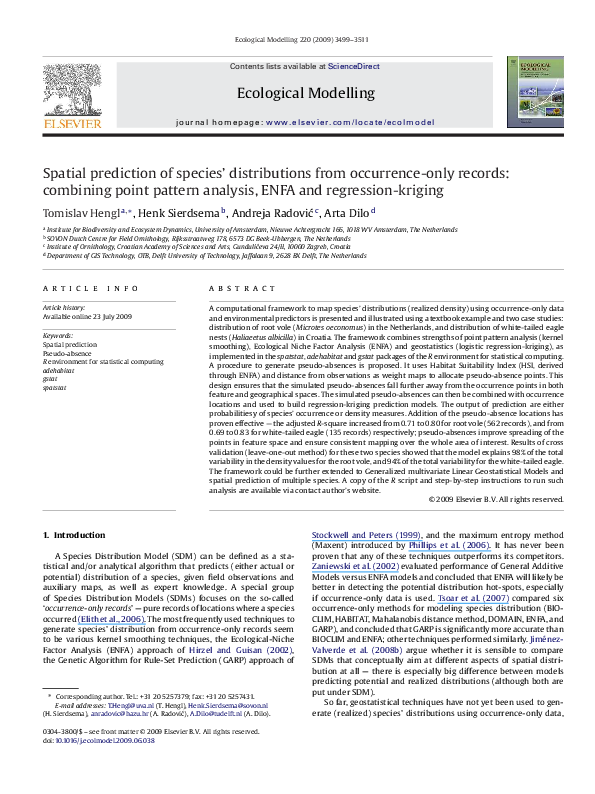 (PDF) Spatial prediction of species’ distributions from occurrence-only records: combining point ...