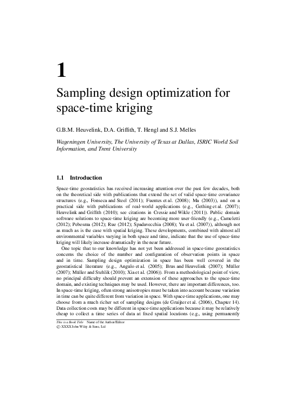 (PDF) Sampling Design Optimization for Space-Time Kriging