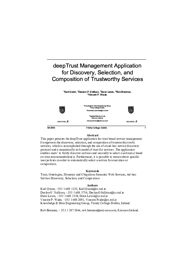 (PDF) deepTrust Management Application for Discovery, Selection, and Composition of Trustworthy ...