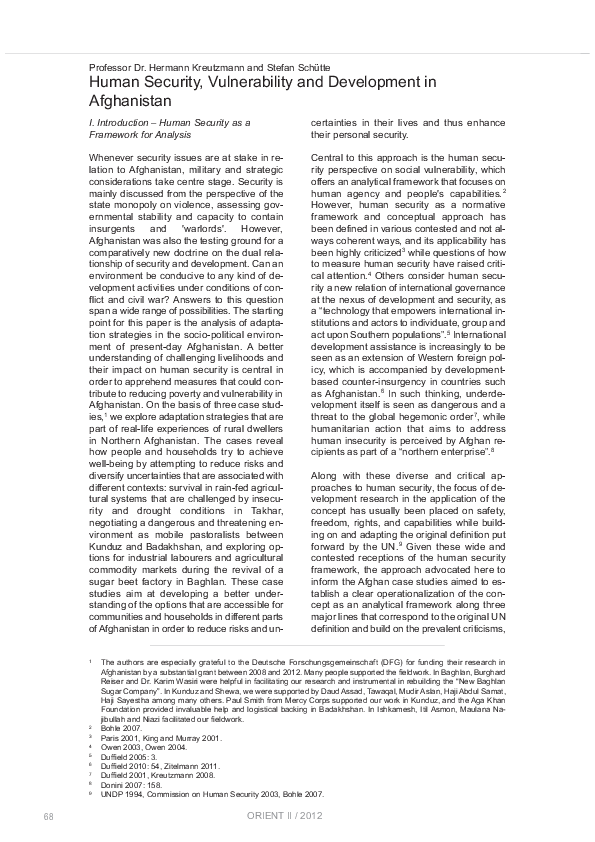 (PDF) Human Security, Vulnerability and Development in Afghanistan