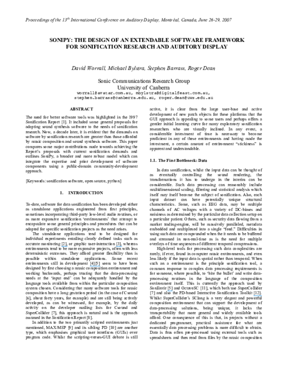 (PDF) SoniPy: The Design of An Extendable Software Framework for Sonification Research and ...