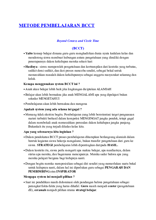 (DOC) METODE PEMBELAJARAN BCCT