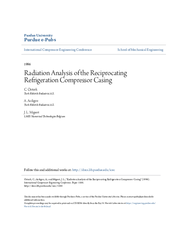 (PDF) Radiation Analysis of the Reciprocating Refrigerator Compressor ...