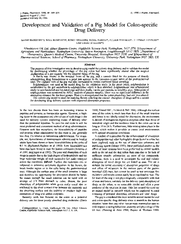 (PDF) Development and validation of a pig model for colon-specific drug ...