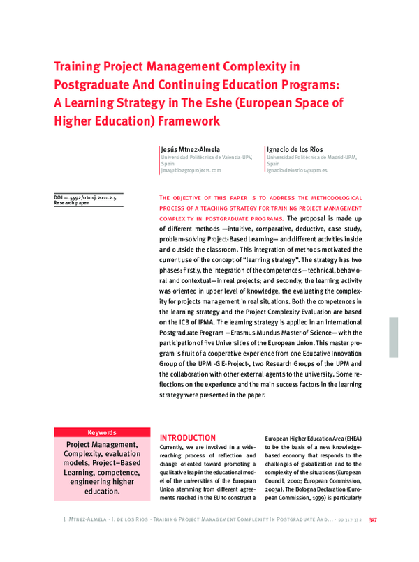 (PDF) Training Project Management Complexity in Postgraduate And Continuing Education Programs ...