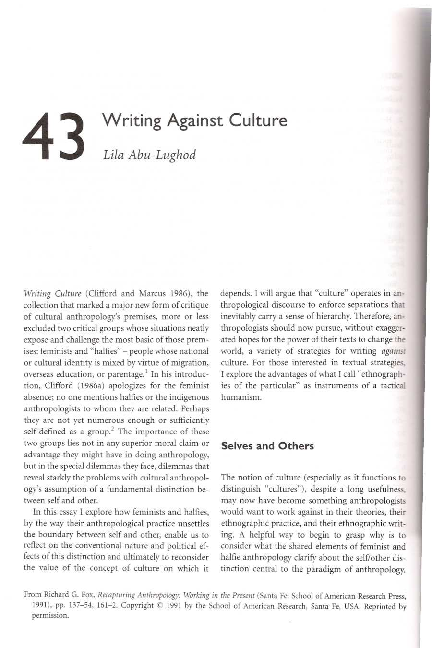 (PDF) Writing against culture