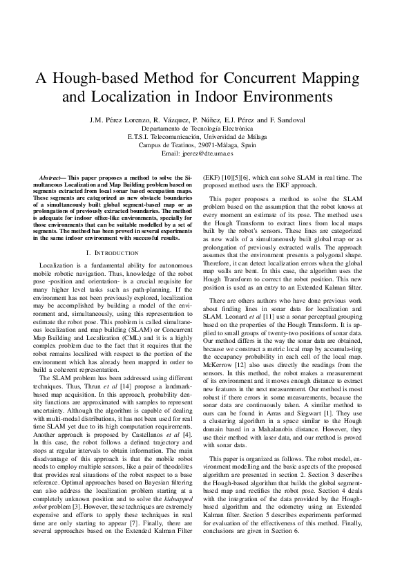 Pdf A Hough Based Method For Concurrent Mapping And Localization In