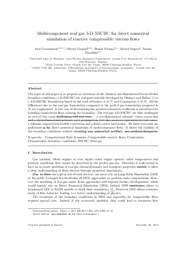 (PDF) Multicomponent real gas 3-D-NSCBC for direct numerical simulation of reactive compressible ...