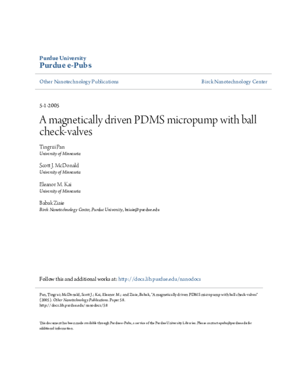 (PDF) A magnetically driven PDMS micropump with ball check-valves