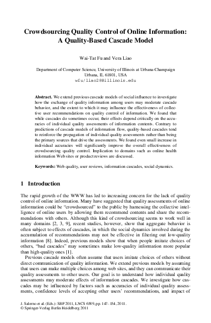 (PDF) Crowdsourcing Quality Control of Online Information: A Quality ...