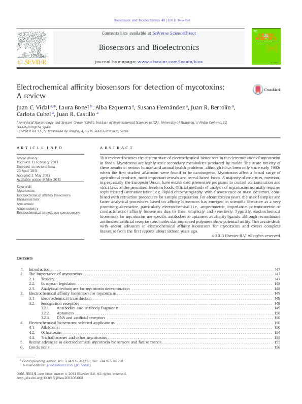 (PDF) Electrochemical affinity biosensors for detection of mycotoxins ...