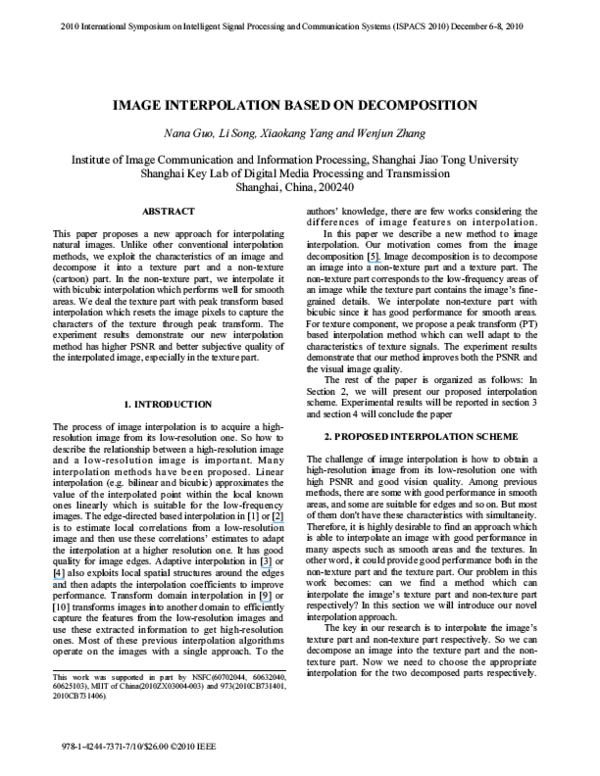 (PDF) Image interpolation based on decomposition